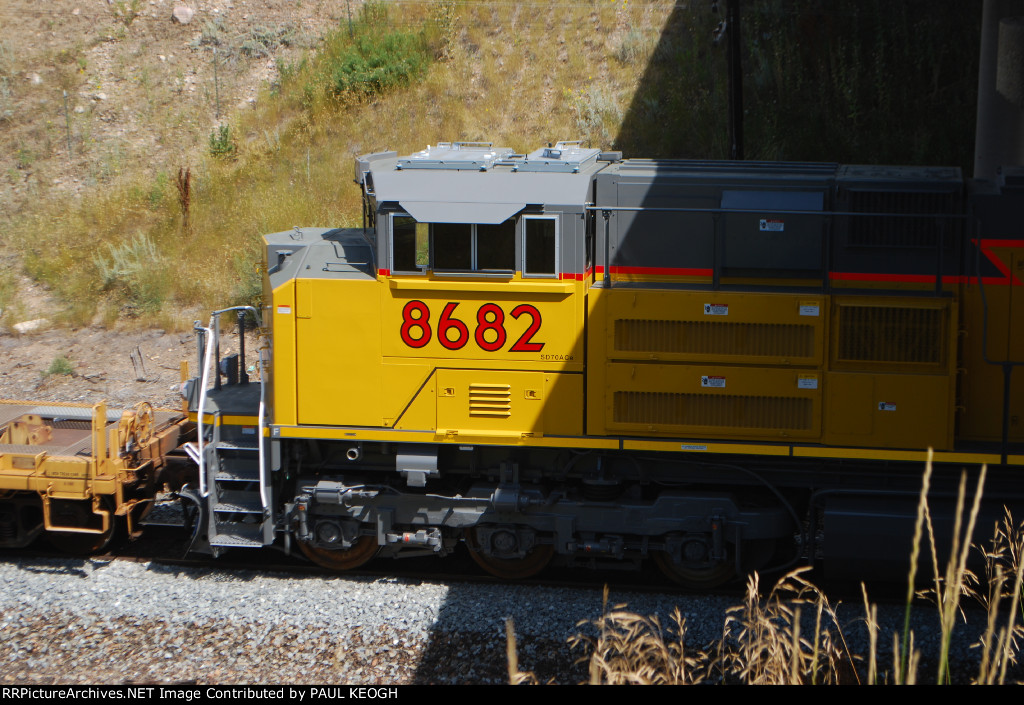 UP 8682 side shot of her New GPS and Positive Train Control Antenna's on top of the Locomotive's ...